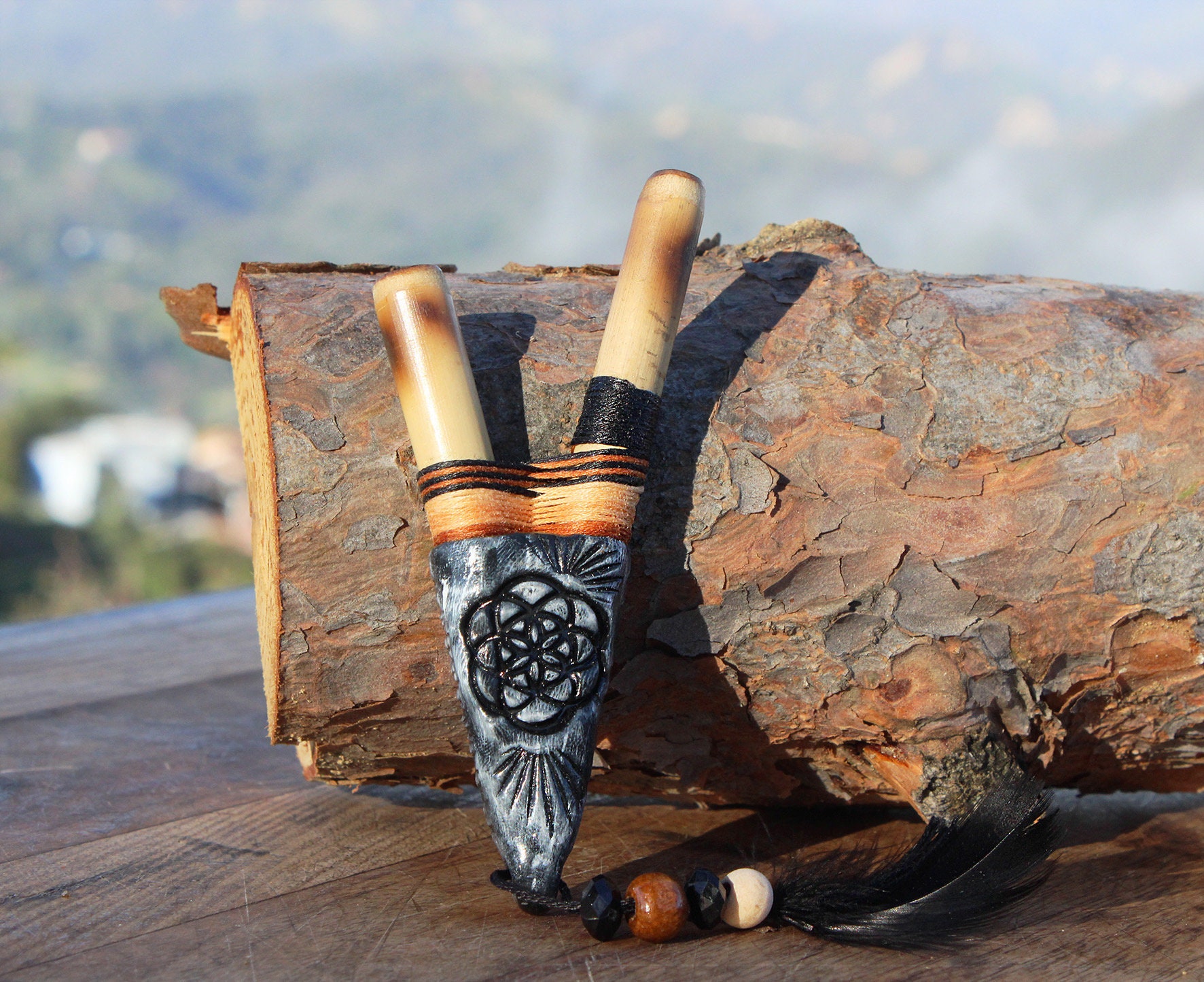 Hand Made KURIPE TEPI Set / Shamanic bamboo Snuff Applicator / Self ...