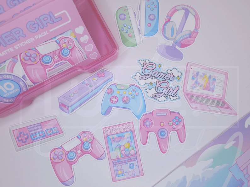 Gamer Girl Sticker Pack 10 Matte Stickers - Etsy