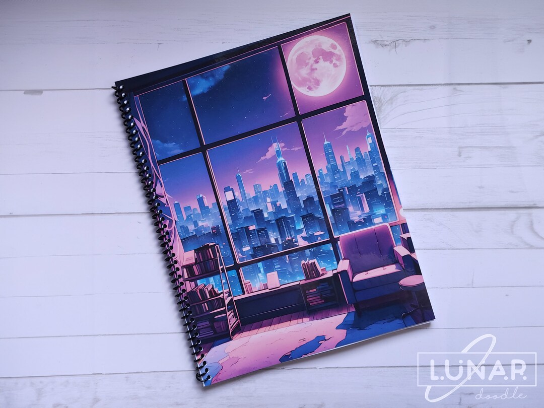 Lofi Vaporwave Notebook - the Library | 8x10.5 Inch Spiral Notebook ...