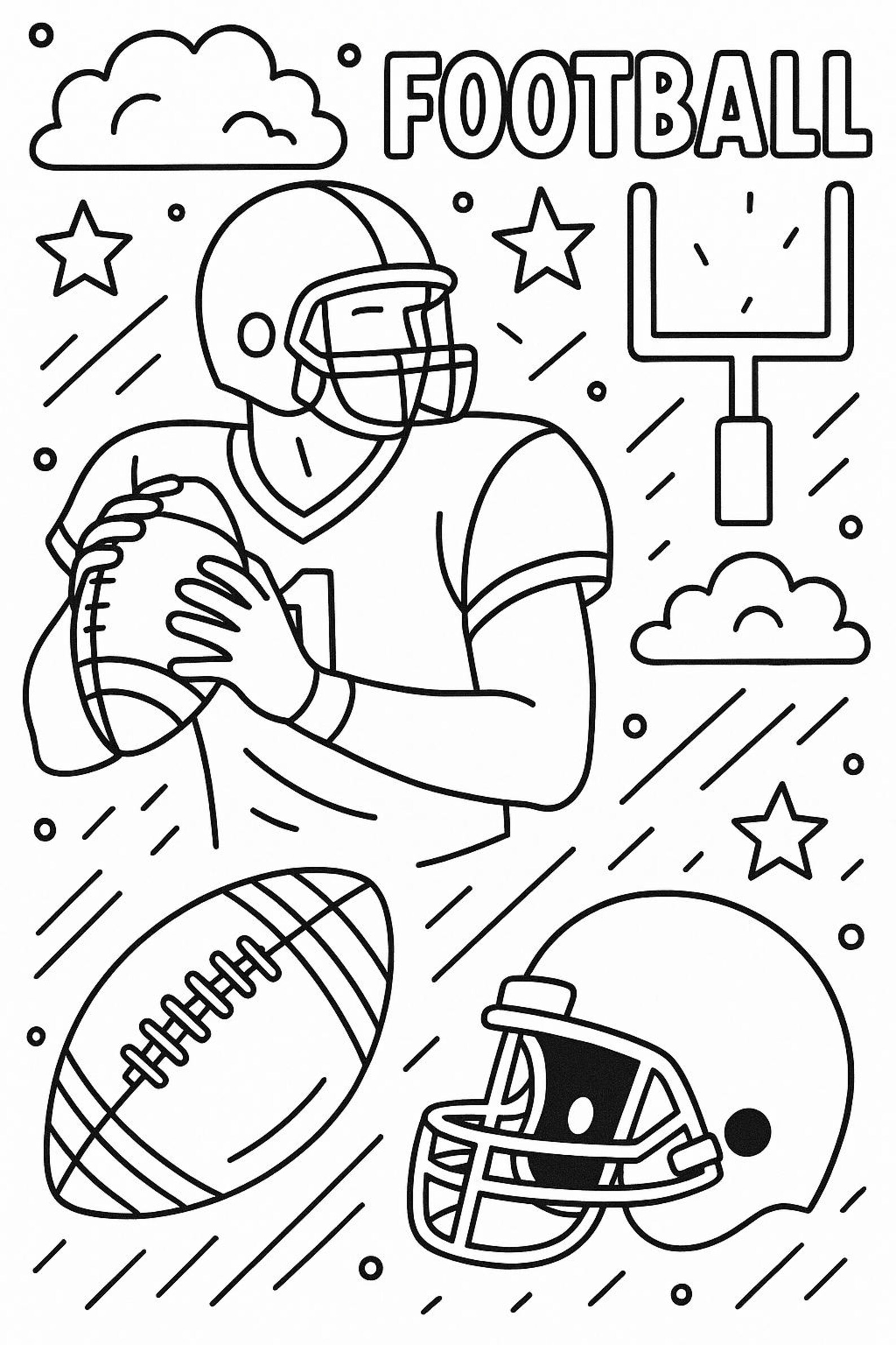 Sports Spirit Coloring Page Bundle – Football, Cheerleading & Combo ...