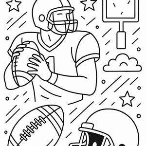Sports Spirit Coloring Page Bundle – Football, Cheerleading & Combo ...