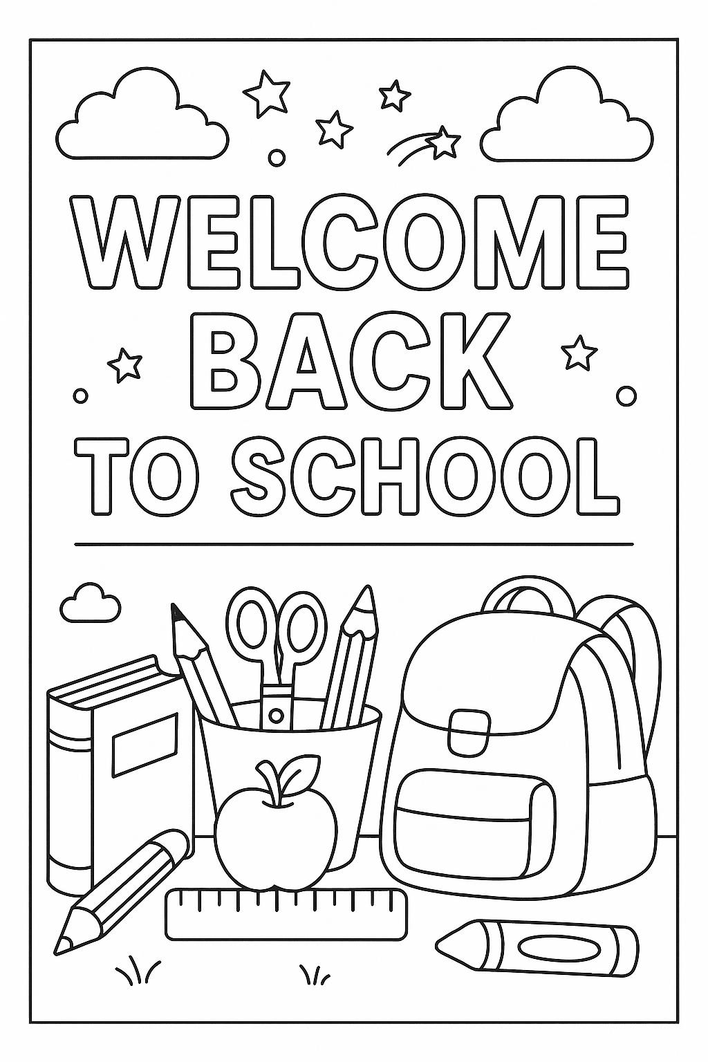 Back to School Coloring Pages Bundle | 4 Printable Fun Designs for Kids ...