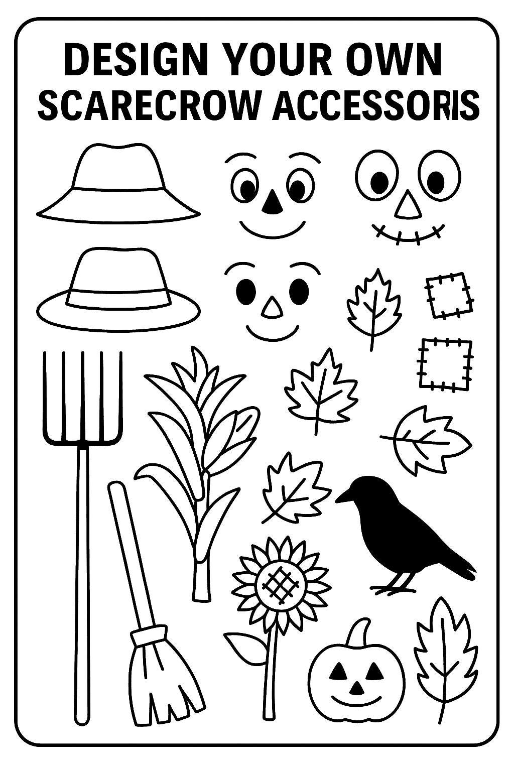 Build Your Own Scarecrow – Fall Coloring Pages, Printable Craft (PDF ...