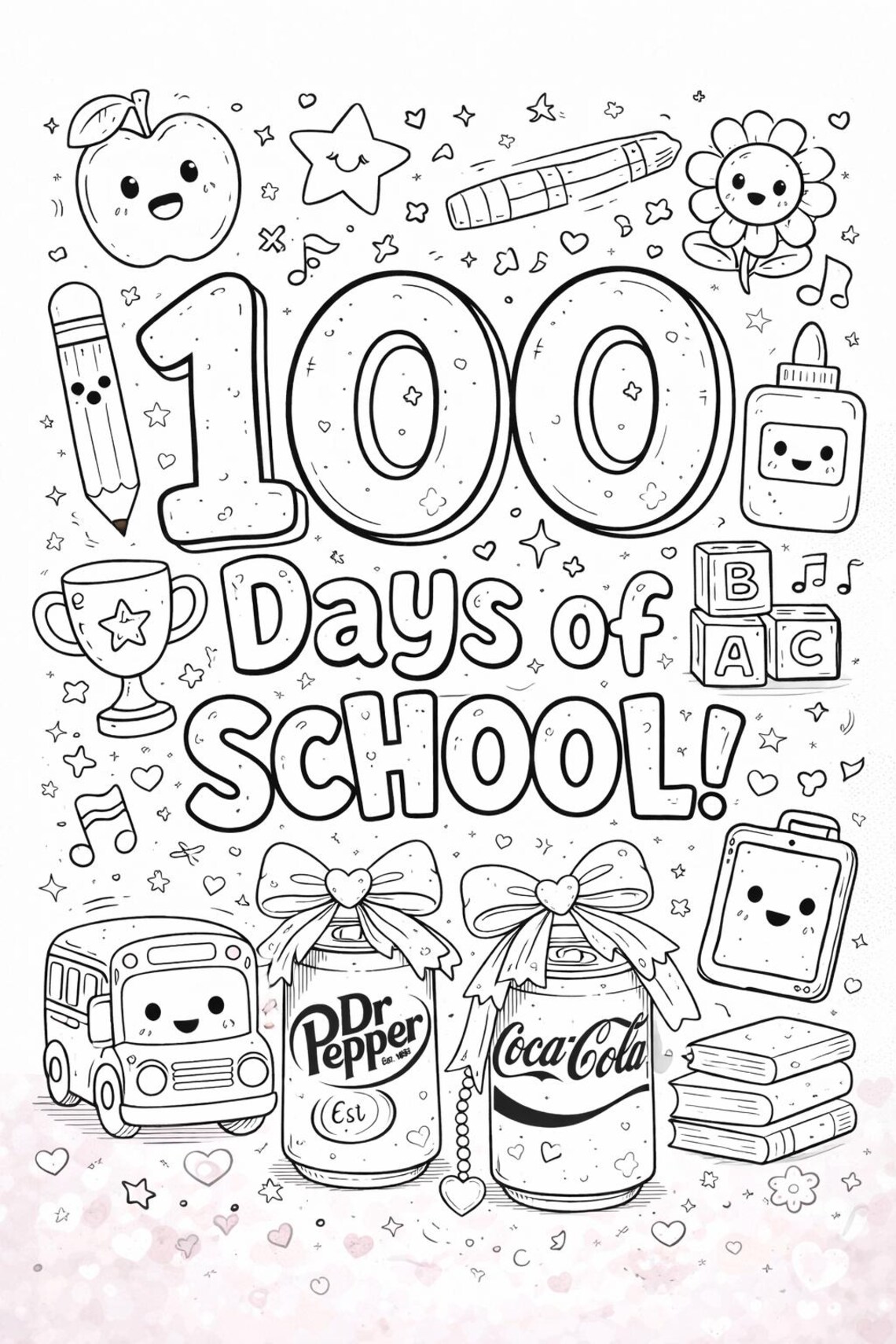 100 Days of School Coloring Pages for Kids | Fun 100th Day School ...