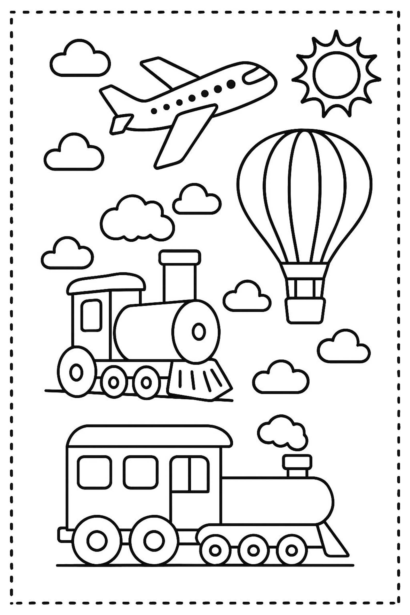 Kids Travel Coloring Pages Bundle – Famous Landmarks & Transportation ...