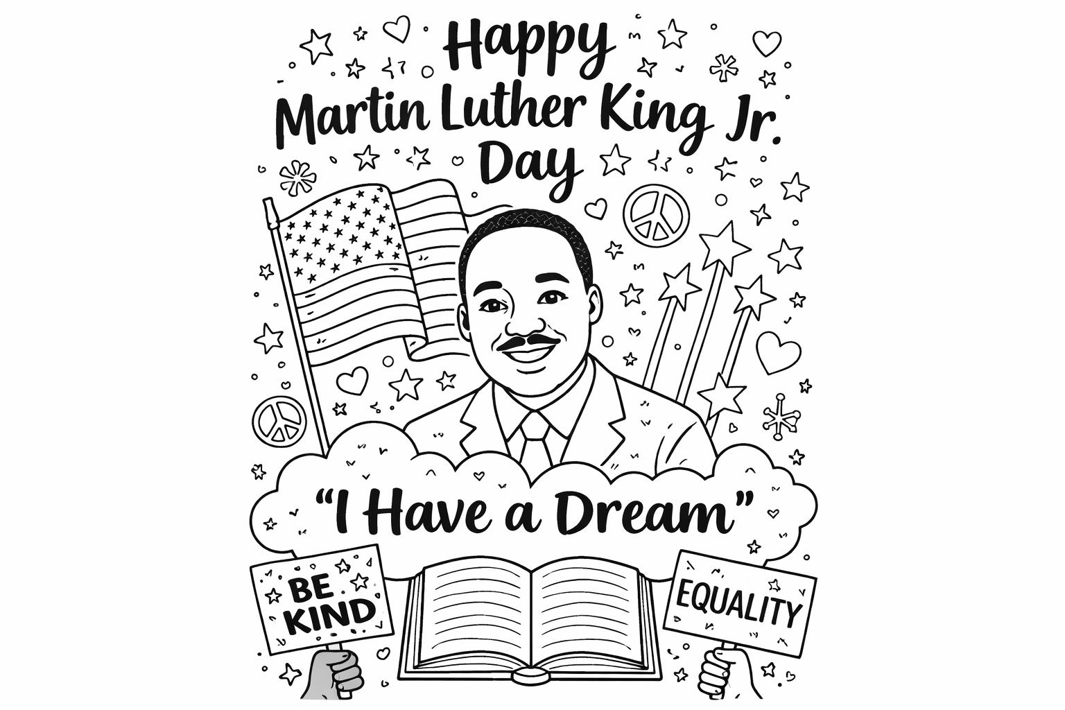 Martin Luther King Jr Coloring Pages for Kids | MLK Day Activities | I ...