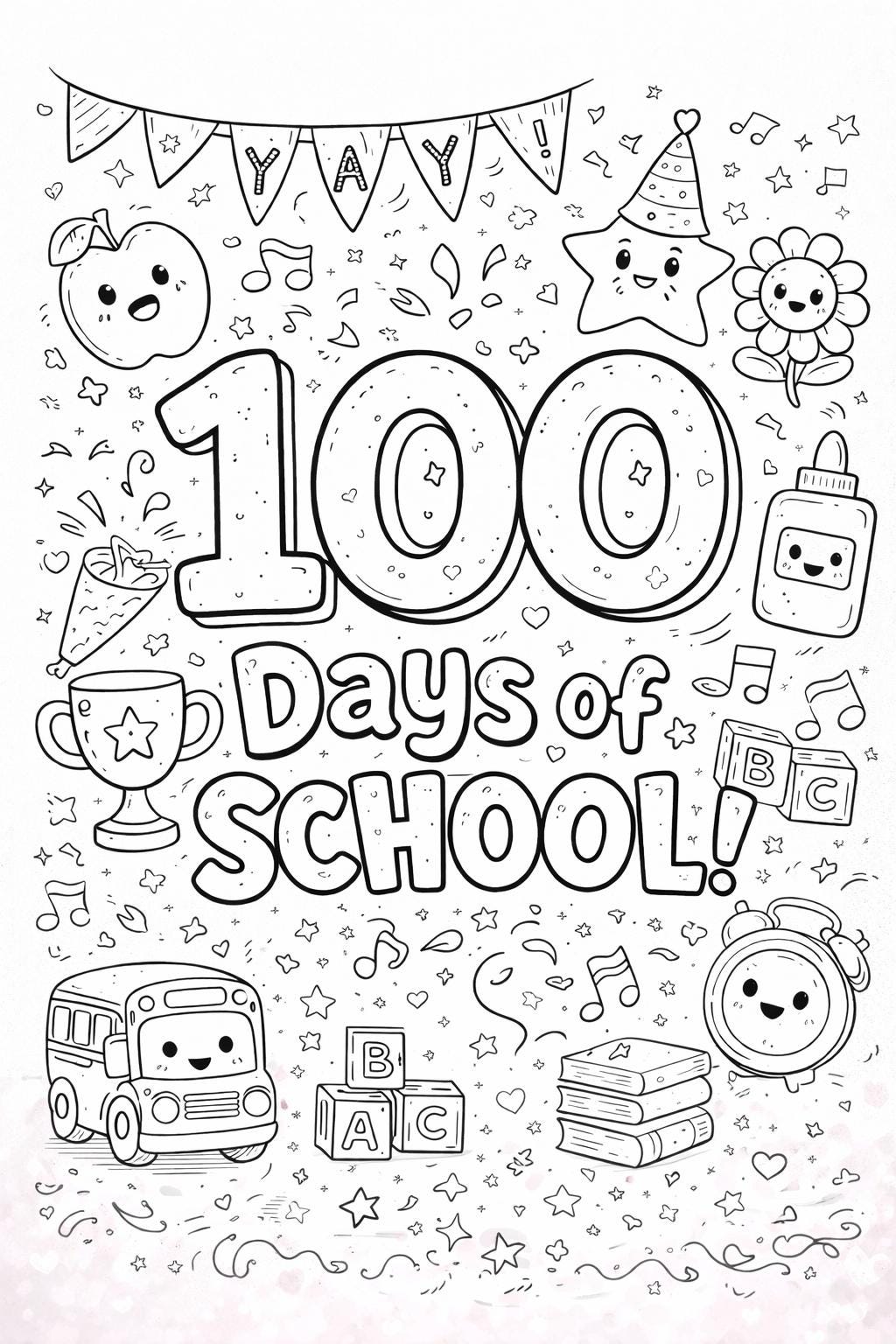 100 Days of School Coloring Pages for Kids | Fun 100th Day School ...