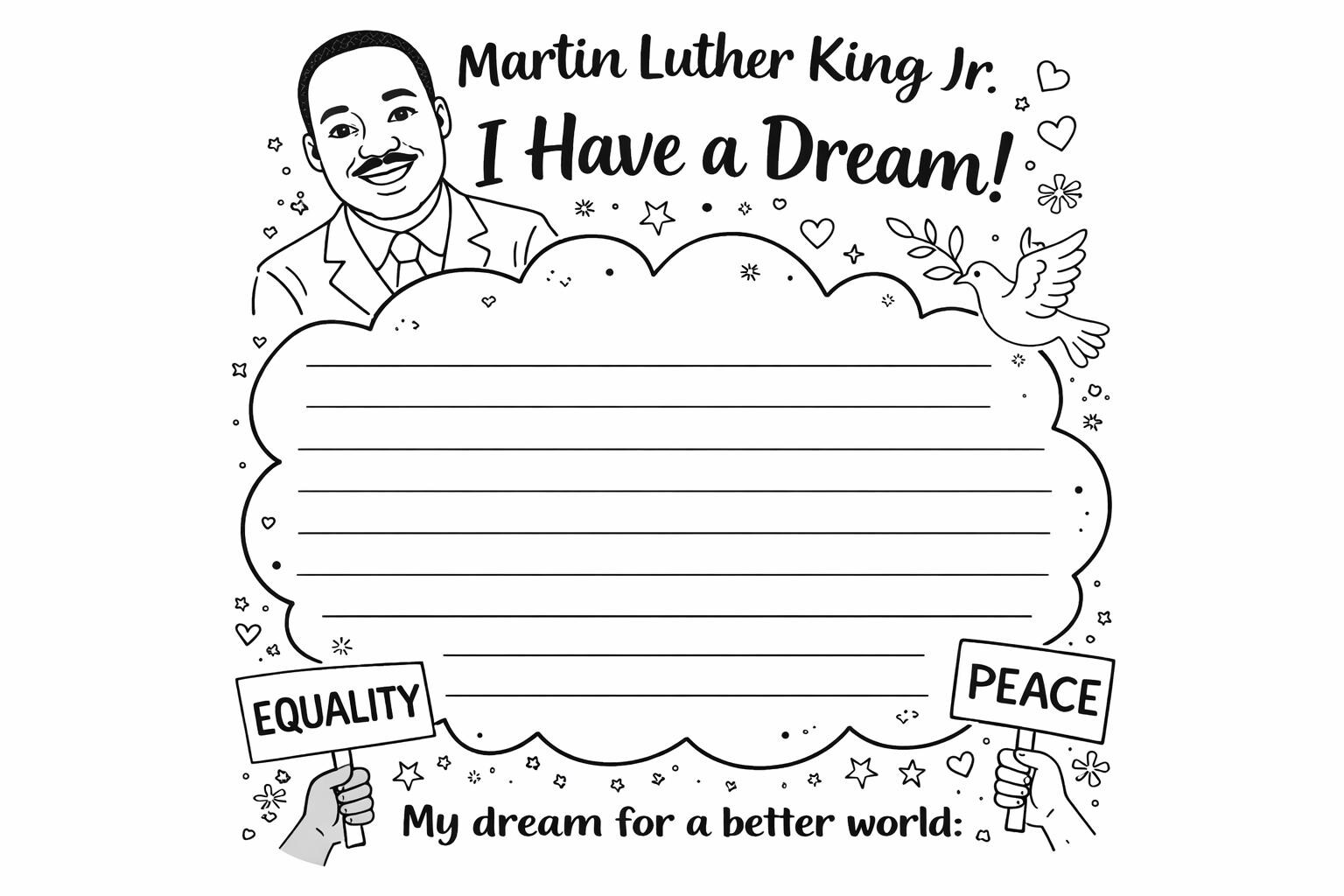 Martin Luther King Jr Coloring Pages for Kids | MLK Day Activities | I ...