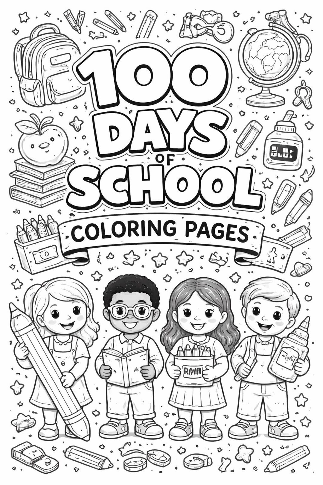 100 Days of School Coloring Pages for Kids | Fun 100th Day School ...