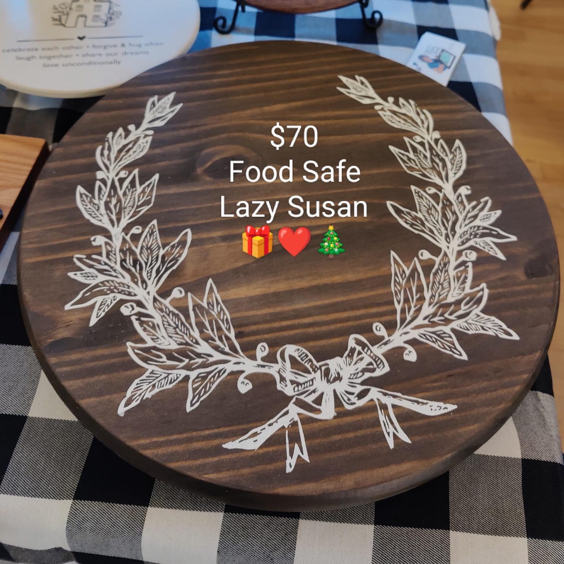 18” Lazy Susan Food Safe Wood Tray - Etsy