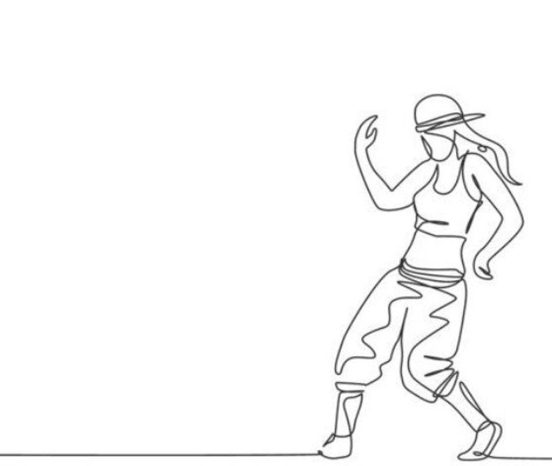 One Single Line Drawing of Young Modern Street Dancer Woman With Hat ...