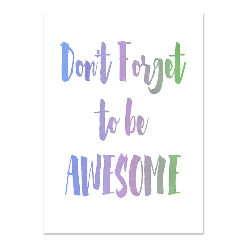 Inspirational Quotes Watercolor Art Bundle Poster Phrase Print Canvas ...