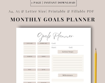 Quarterly Goal Tracker, Goal Template, Goal Tracking, Goal Setting ...