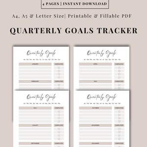 Quarterly Goal Tracker, Goal Template, Goal Tracking, Goal Setting ...