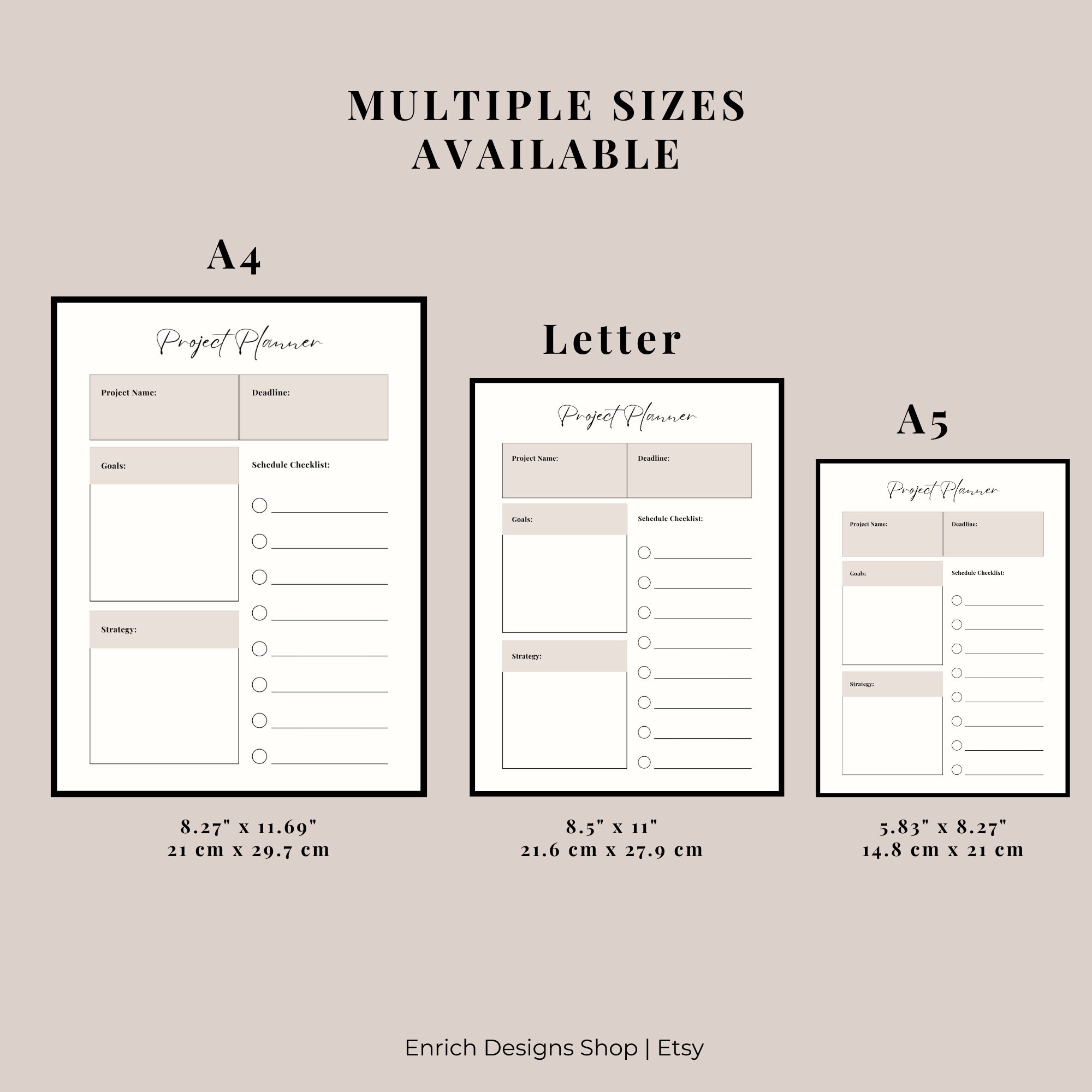 Project Management Templates Bundle, Project Planner Template, Project ...