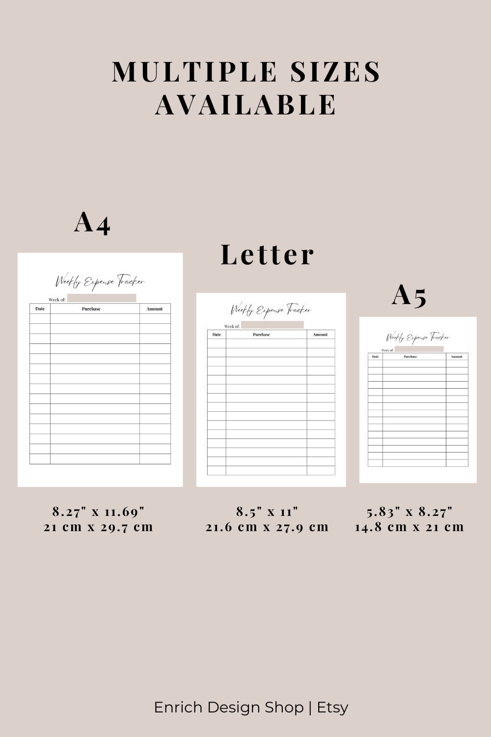 Weekly Spending Tracker, Expense Tracker, Expense Tracker Printable ...