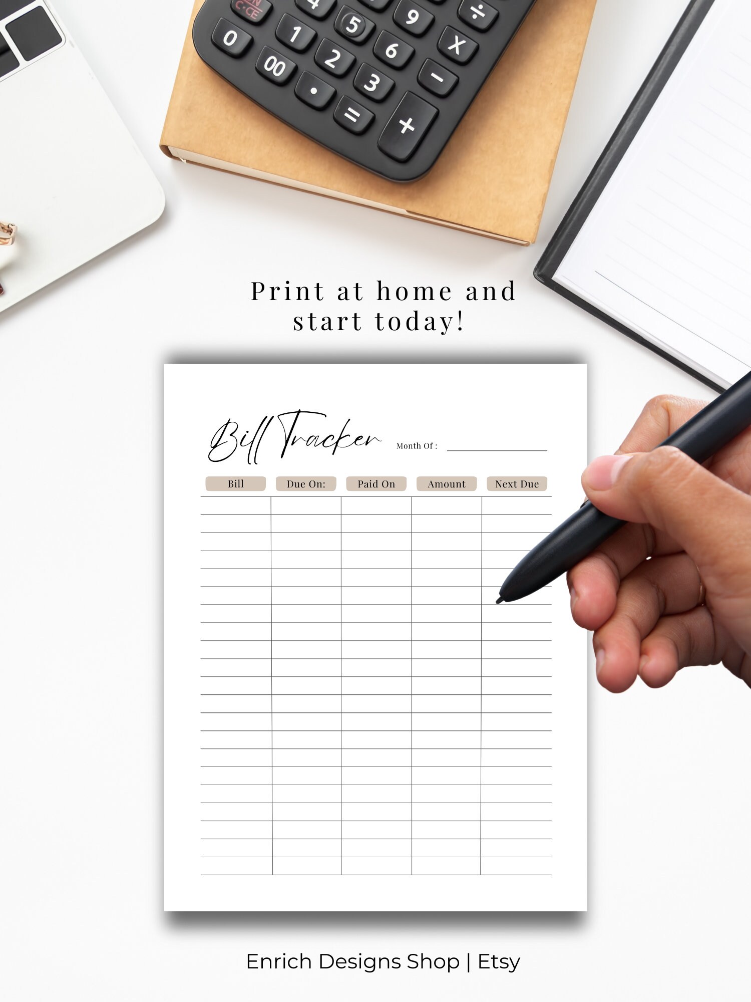 Bill Payment Tracker, Monthly Bill Log, Bill Tracker Printable ...
