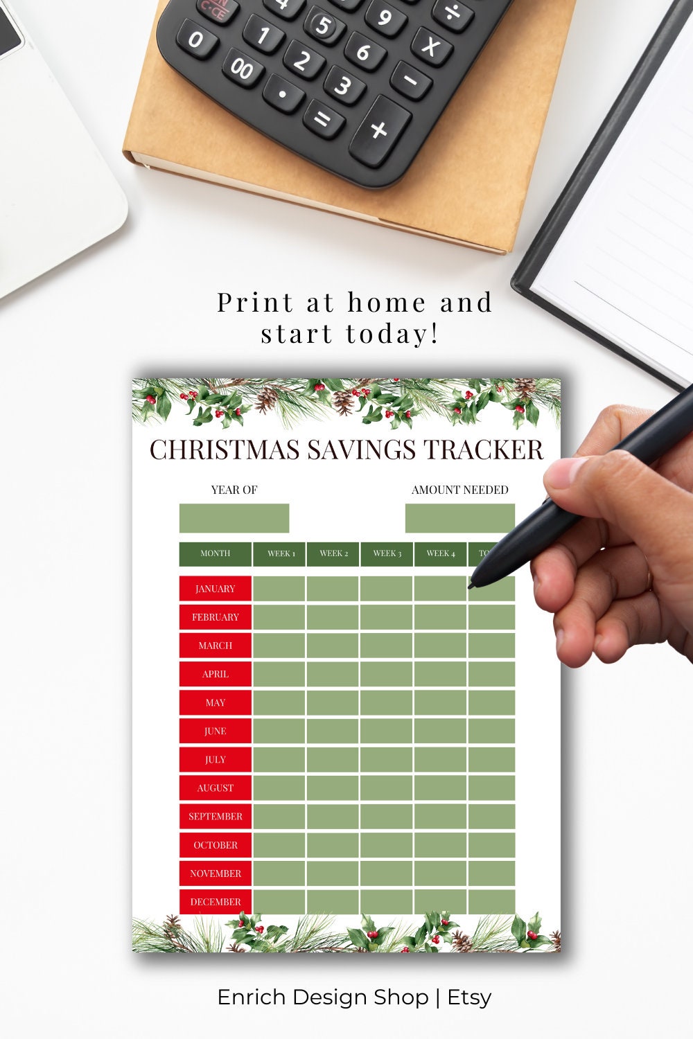Christmas Savings Tracker Printable | Saving Money | Savings Challenge ...