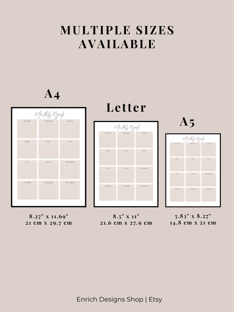 Monthly Goal Tracker Printable, A4 A5 Letter PDF - Etsy