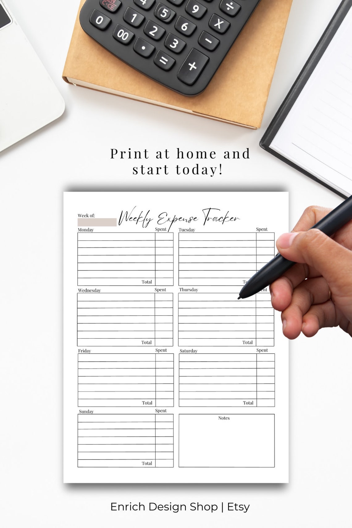 Weekly Spending Tracker, Expense Tracker, Expense Tracker Printable ...