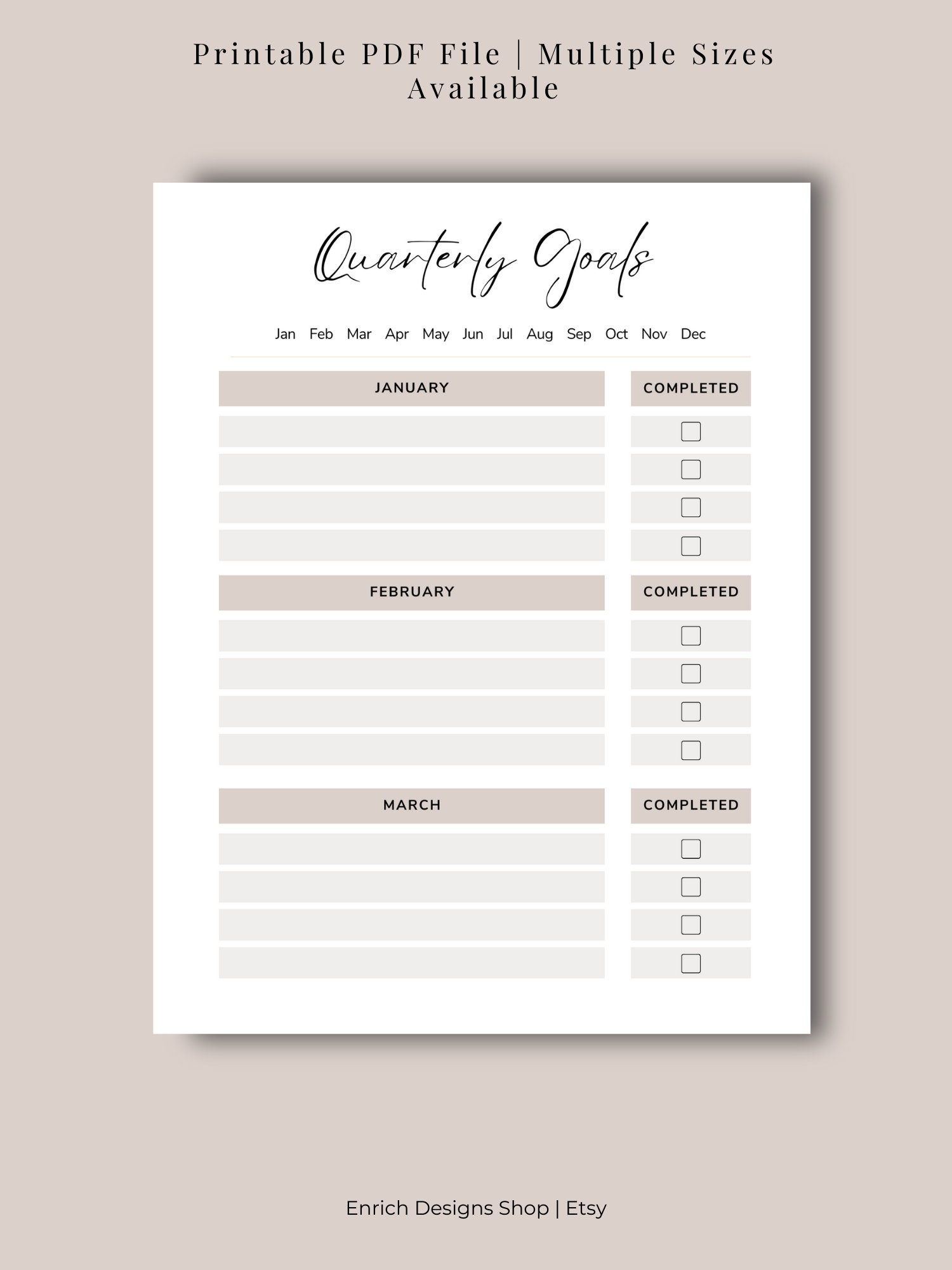 Quarterly Goal Tracker, Goal Template, Goal Tracking, Goal Setting ...