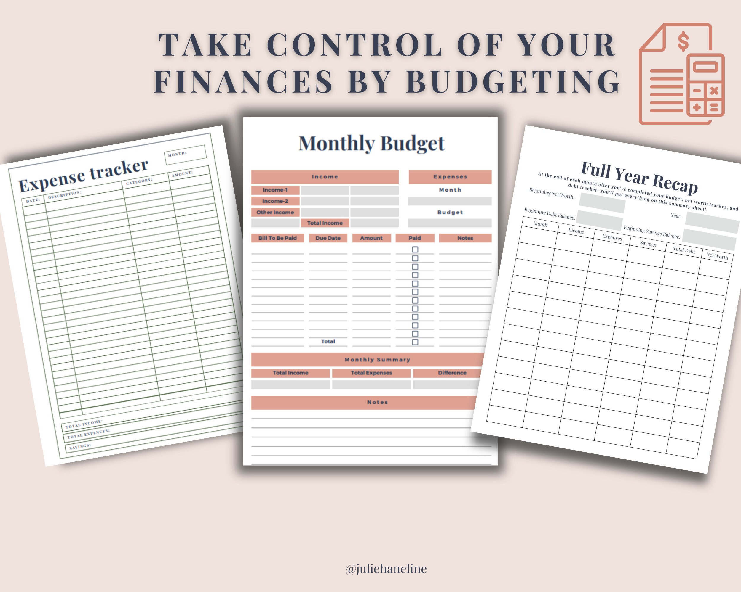 Mastering Your Money Workbook 103 Pages | Net Worth Trackers | Monthly ...