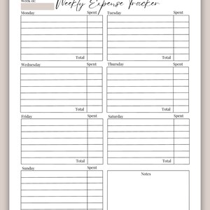 Weekly Spending Tracker, Expense Tracker, Expense Tracker Printable ...