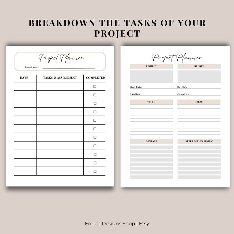 Project Management Templates Bundle, Project Planner Template, Project ...
