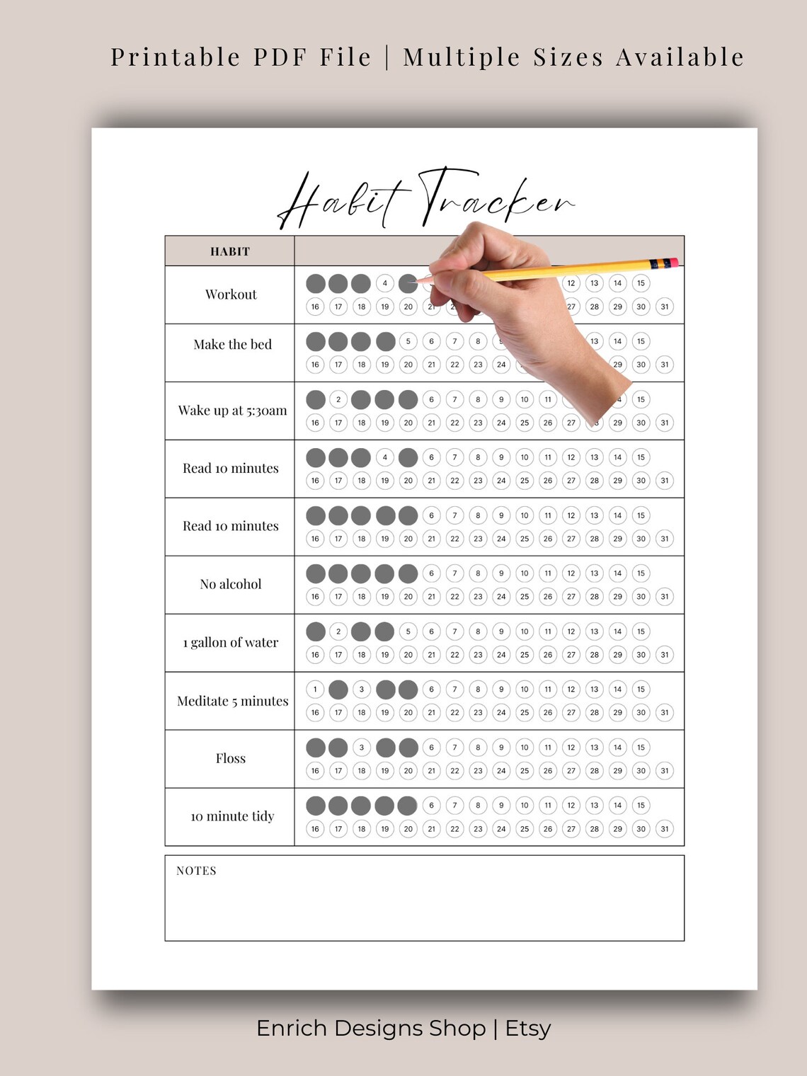 Printable Monthly Habit Tracker Template, A4 A5 Letter (PDF) - Etsy