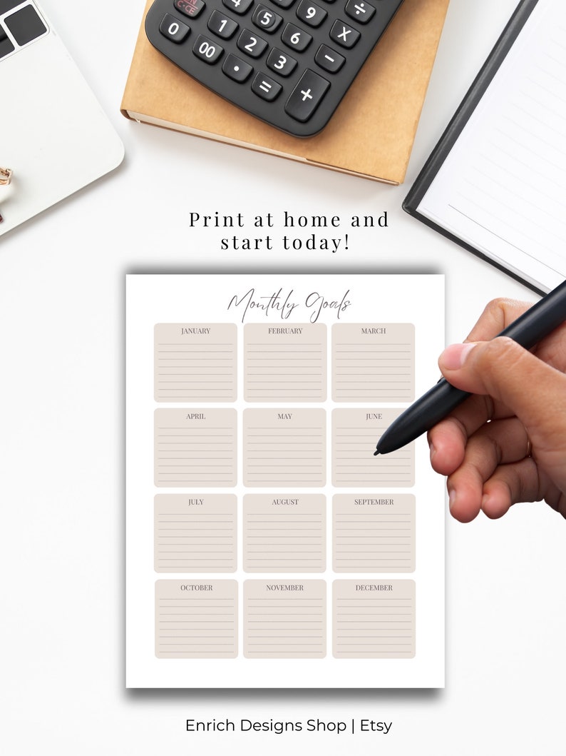 Monthly Goal Tracker, Goal Template, Goal Tracking, Goal Setting ...