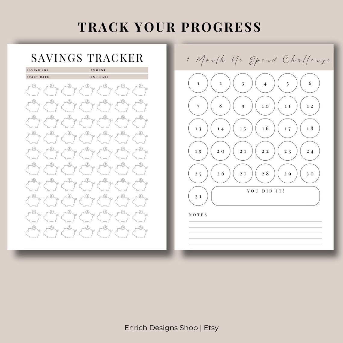 No Spend Challenge Workbook No Spend Month Financial Freedom Savings ...