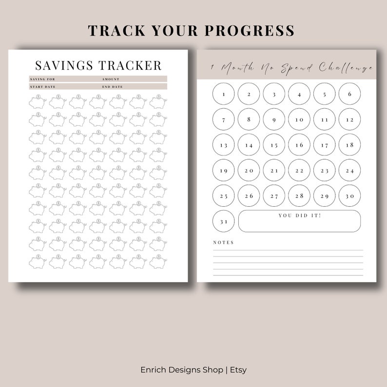 No Spend Challenge Workbook No Spend Month Financial Freedom Savings ...
