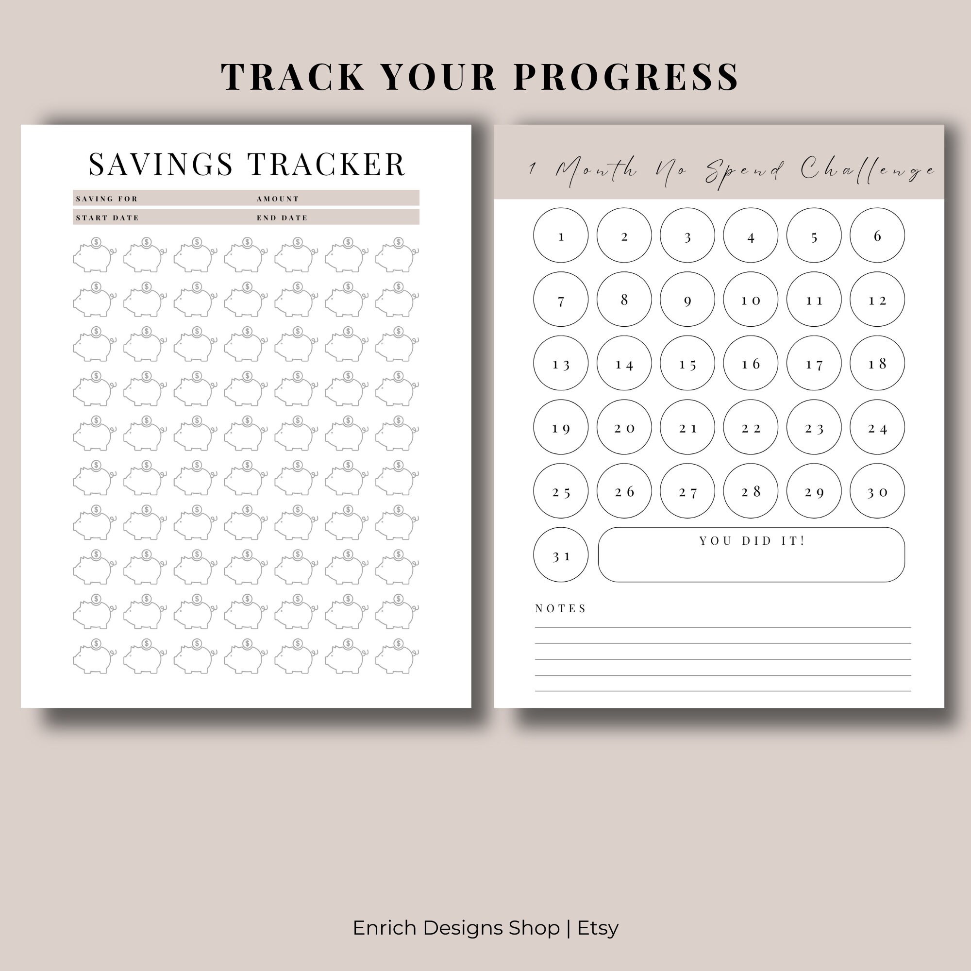 No Spend Challenge Workbook | No Spend Month | Financial Freedom ...