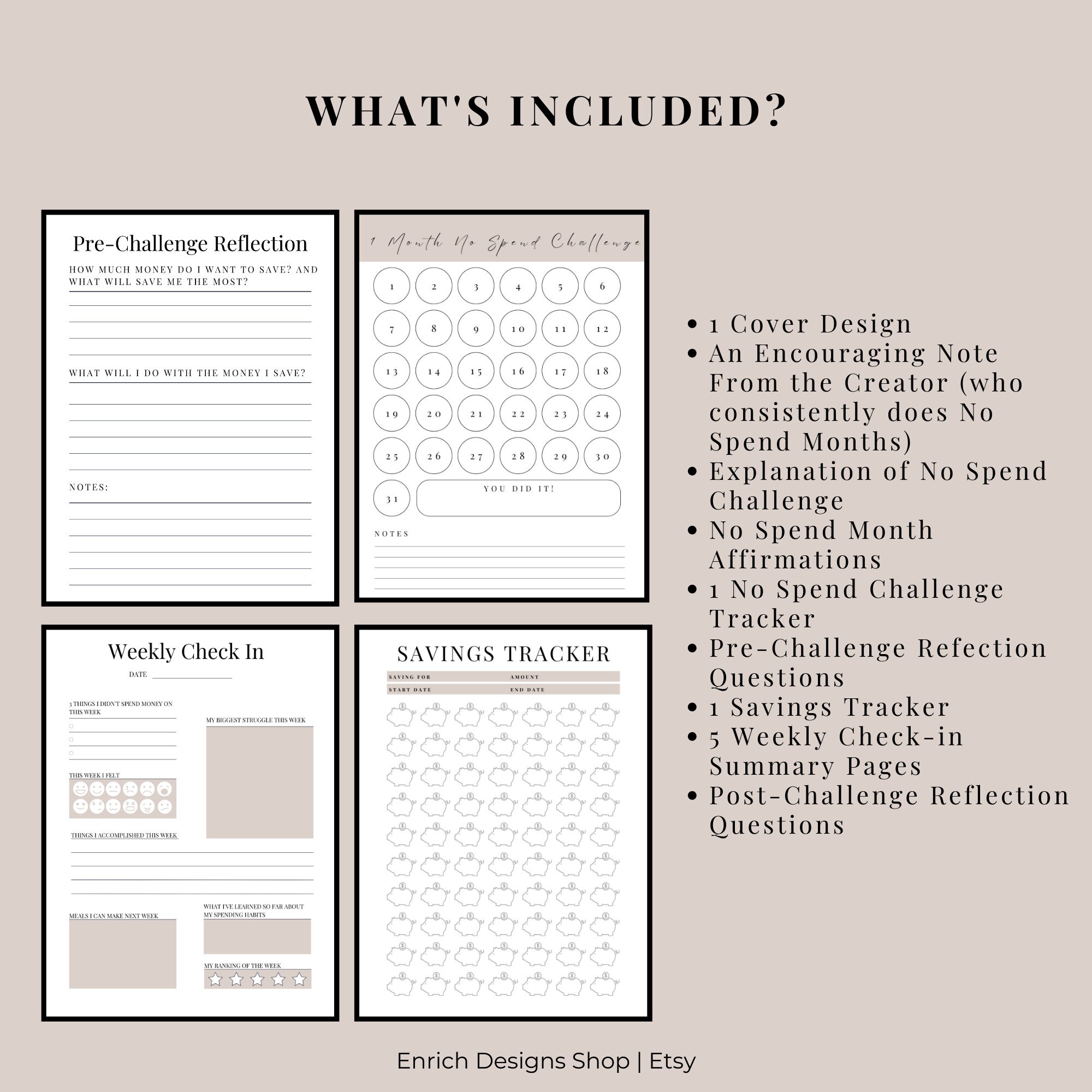 No Spend Challenge Workbook | No Spend Month | Financial Freedom ...