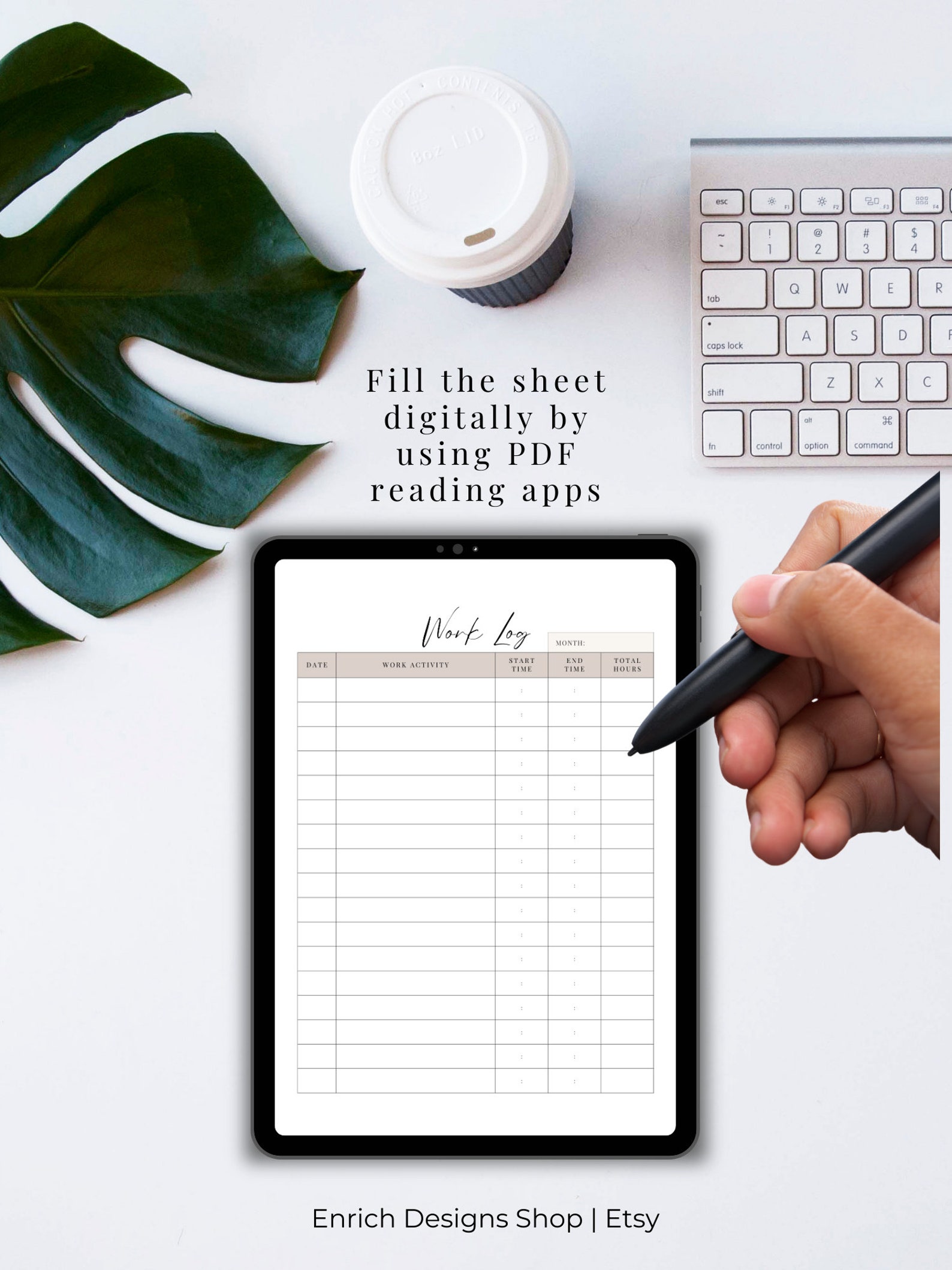 Daily Work Log Hours Tracker Printable, Work Log Template, Time Log ...