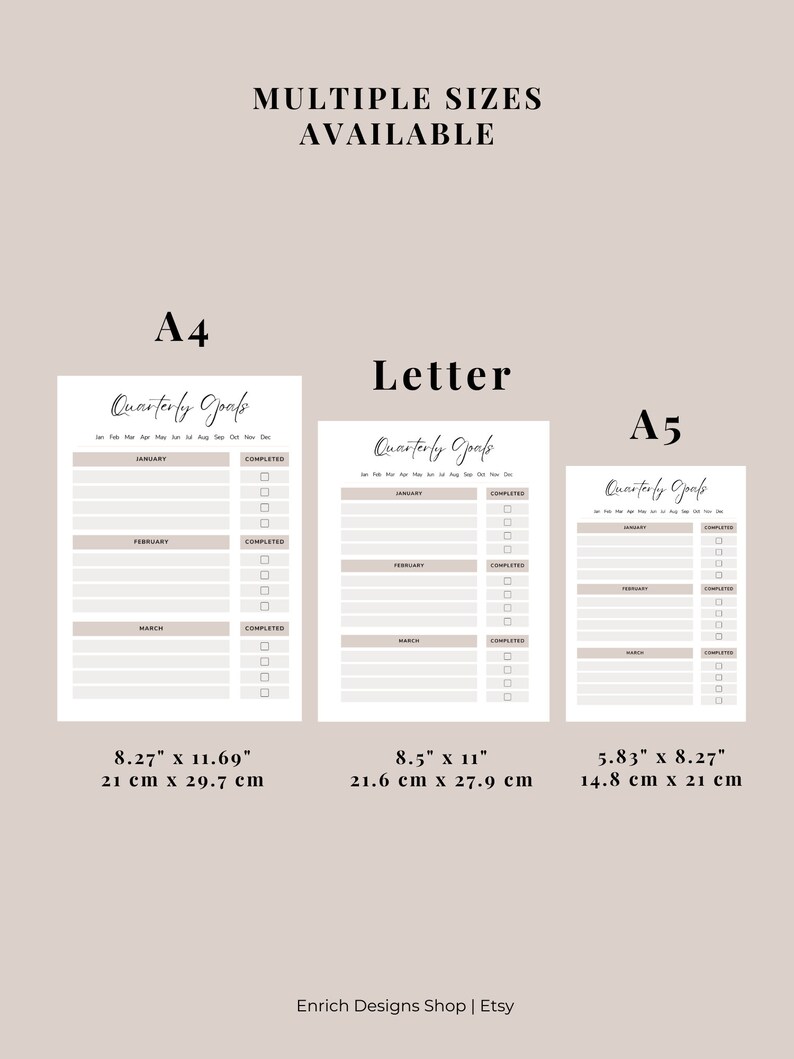 Quarterly Goal Tracker, Goal Template, Goal Tracking, Goal Setting ...