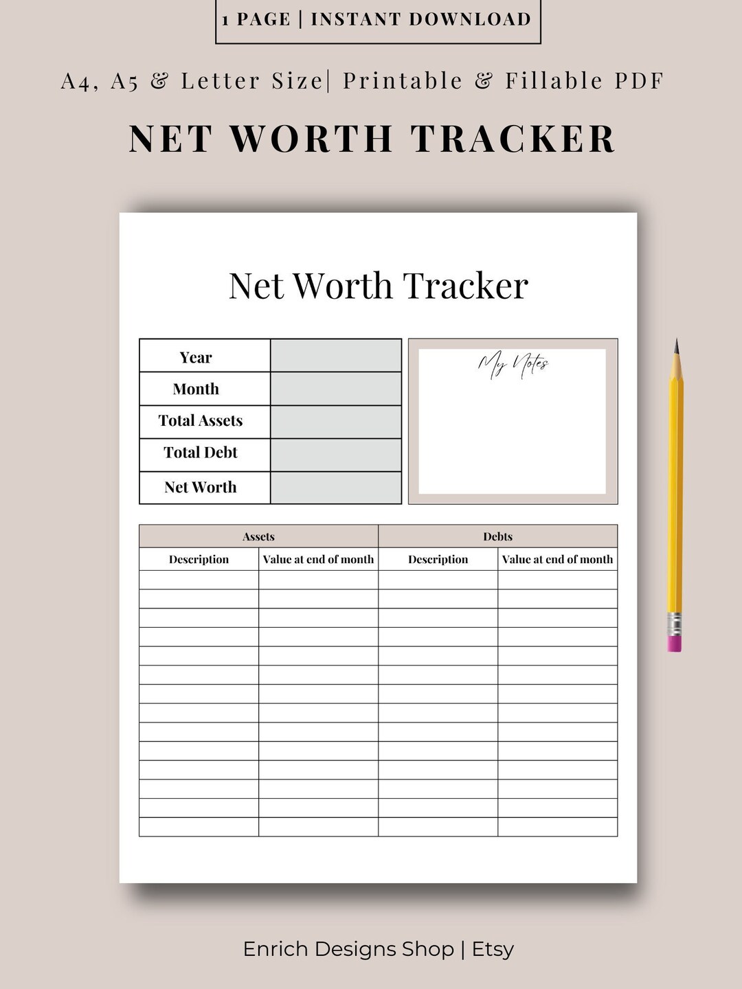 Net Worth Tracker | Debt Tracker | Financial Freedom | Net Worth ...