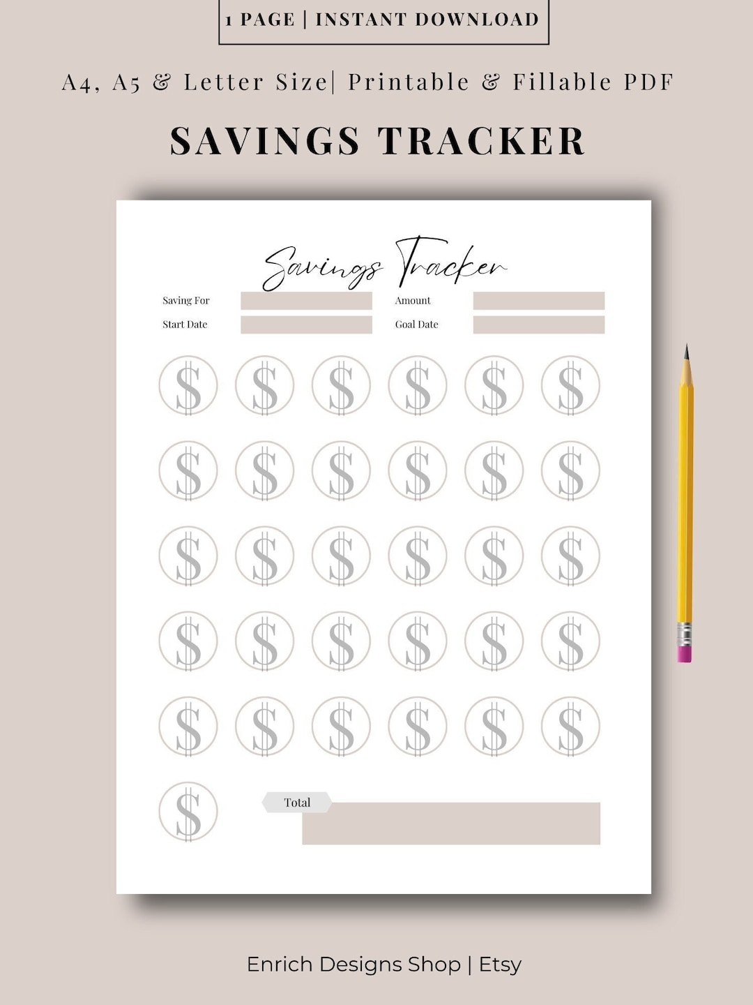 Savings Tracker Template, Financial Goals, Savings Template, Savings ...