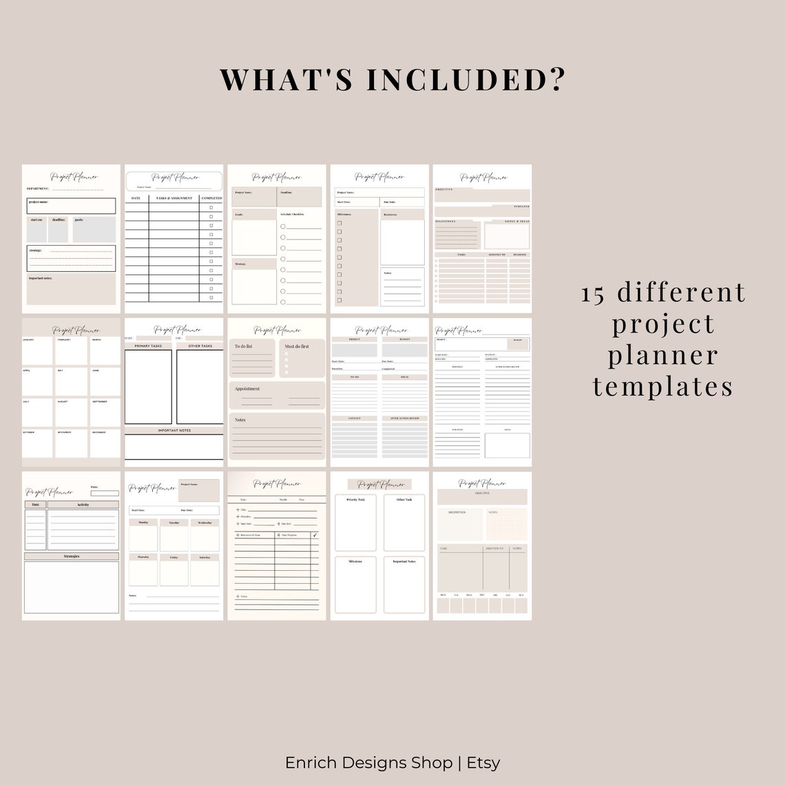 Project Management Templates Bundle, Project Planner Template, Project ...