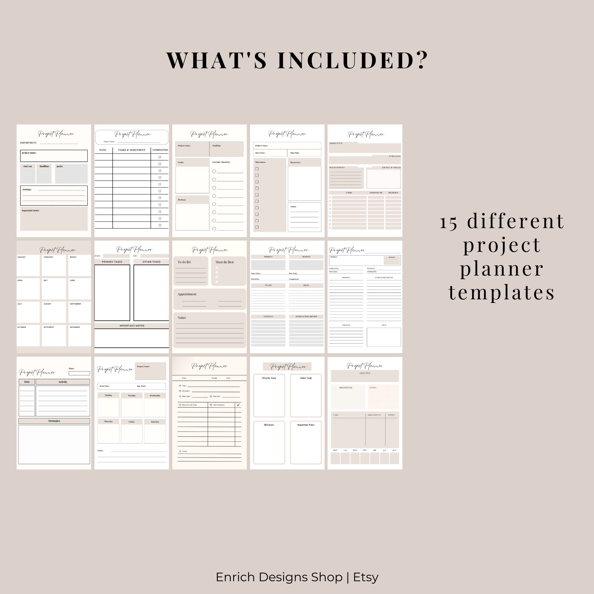 Project Management Templates Bundle, Project Planner Template, Project ...
