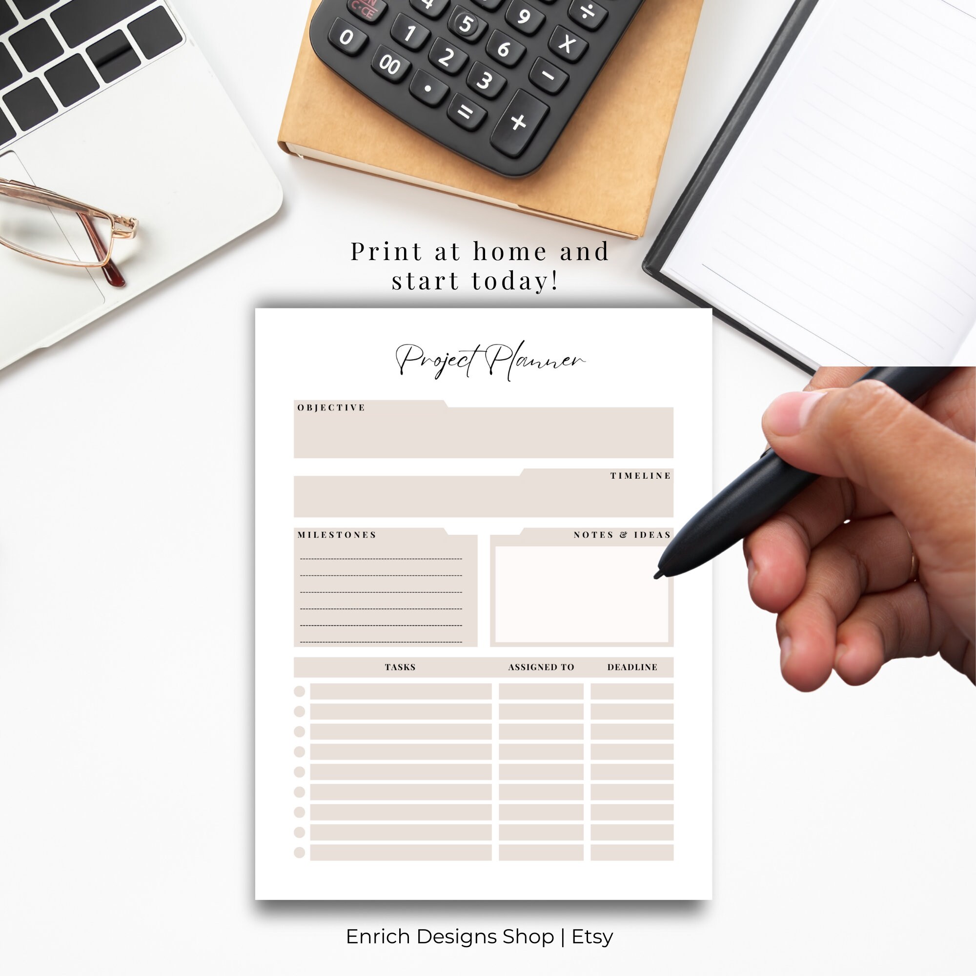 Project Management Templates Bundle, Project Planner Template, Project ...