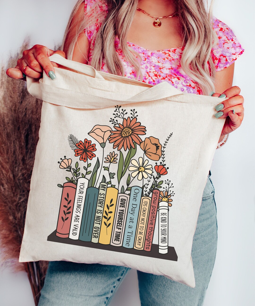 Mental Health Tote Bag Inspirational Gift Aesthetic Gift Book Lover Bag ...