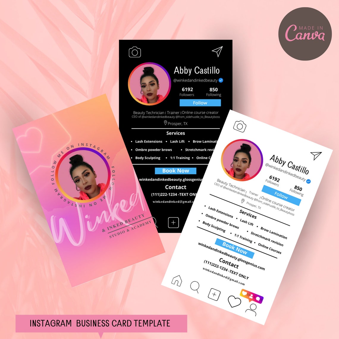 Instagram Profile Business Cards Canva Template Business Card - Etsy