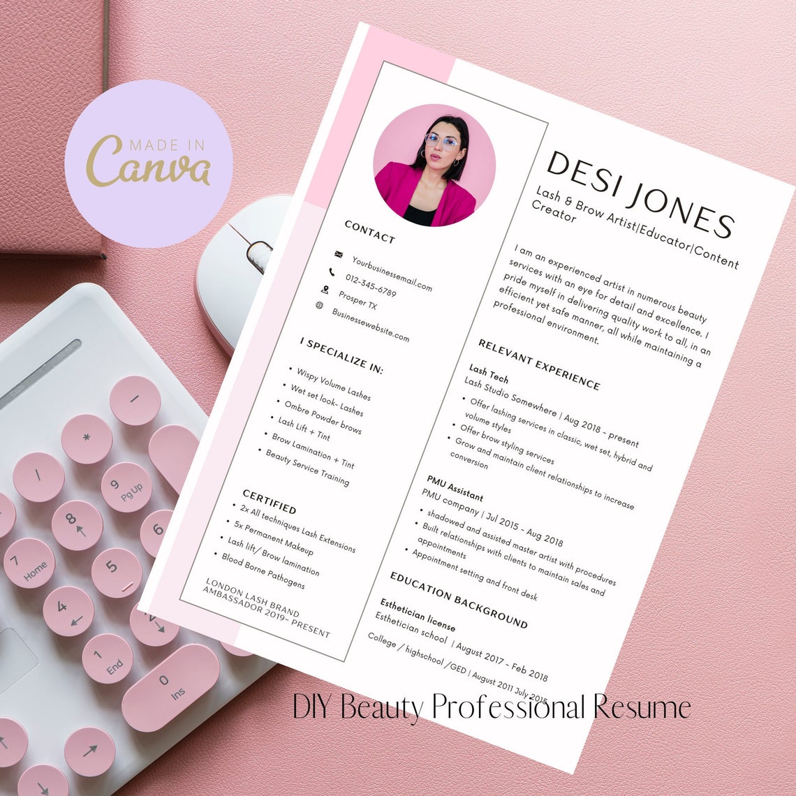 Lash Tech Resume Resume Template Beauty Service Resume - Etsy