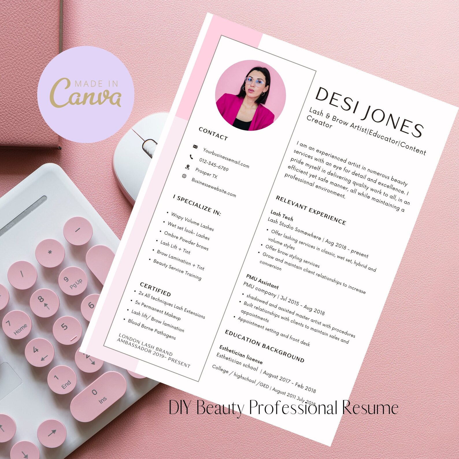 Lash Tech Resume Resume Template Beauty Service Resume - Etsy