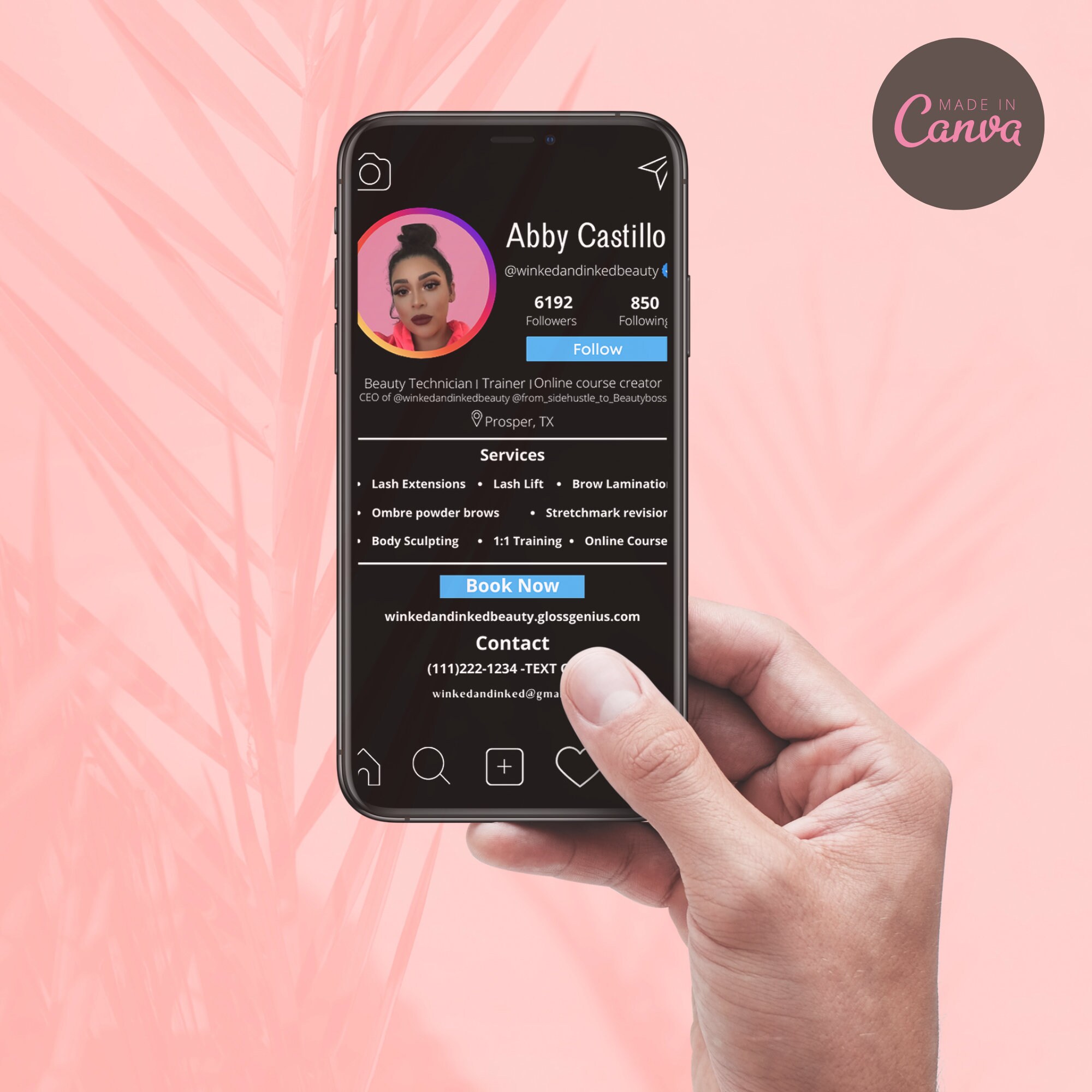 Instagram Profile Business Cards Canva Template Business Card - Etsy