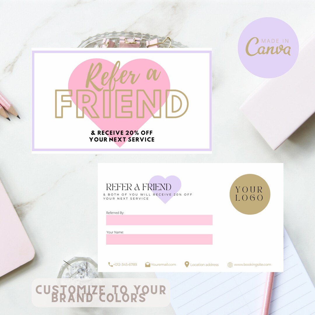 Referral Card Template, Refer a Friend Business Card, Referral Business ...