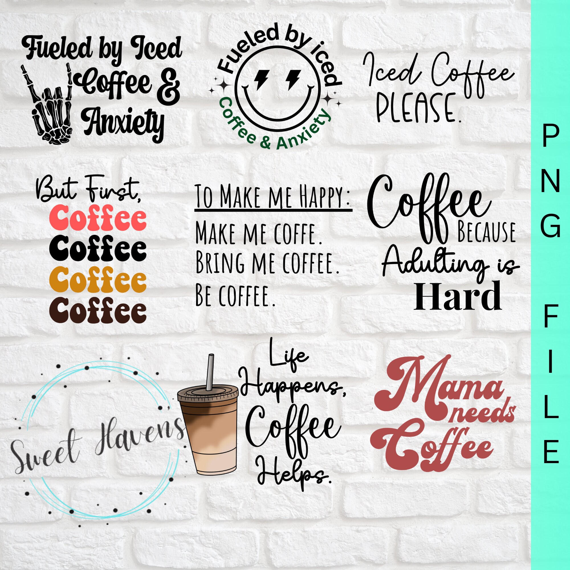 Coffee Bundle PNG Instant Download Coffee Anxiety PNG Subliamtion - Etsy