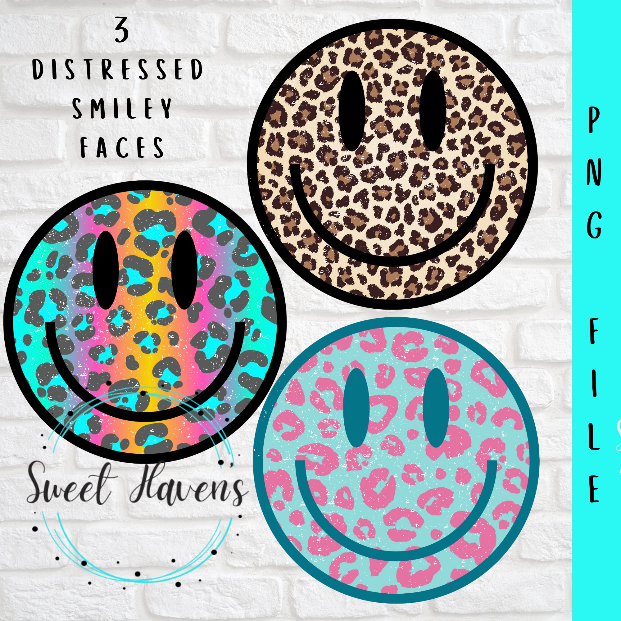 Leopard Print Smiley Face PNG Sublimation - Etsy