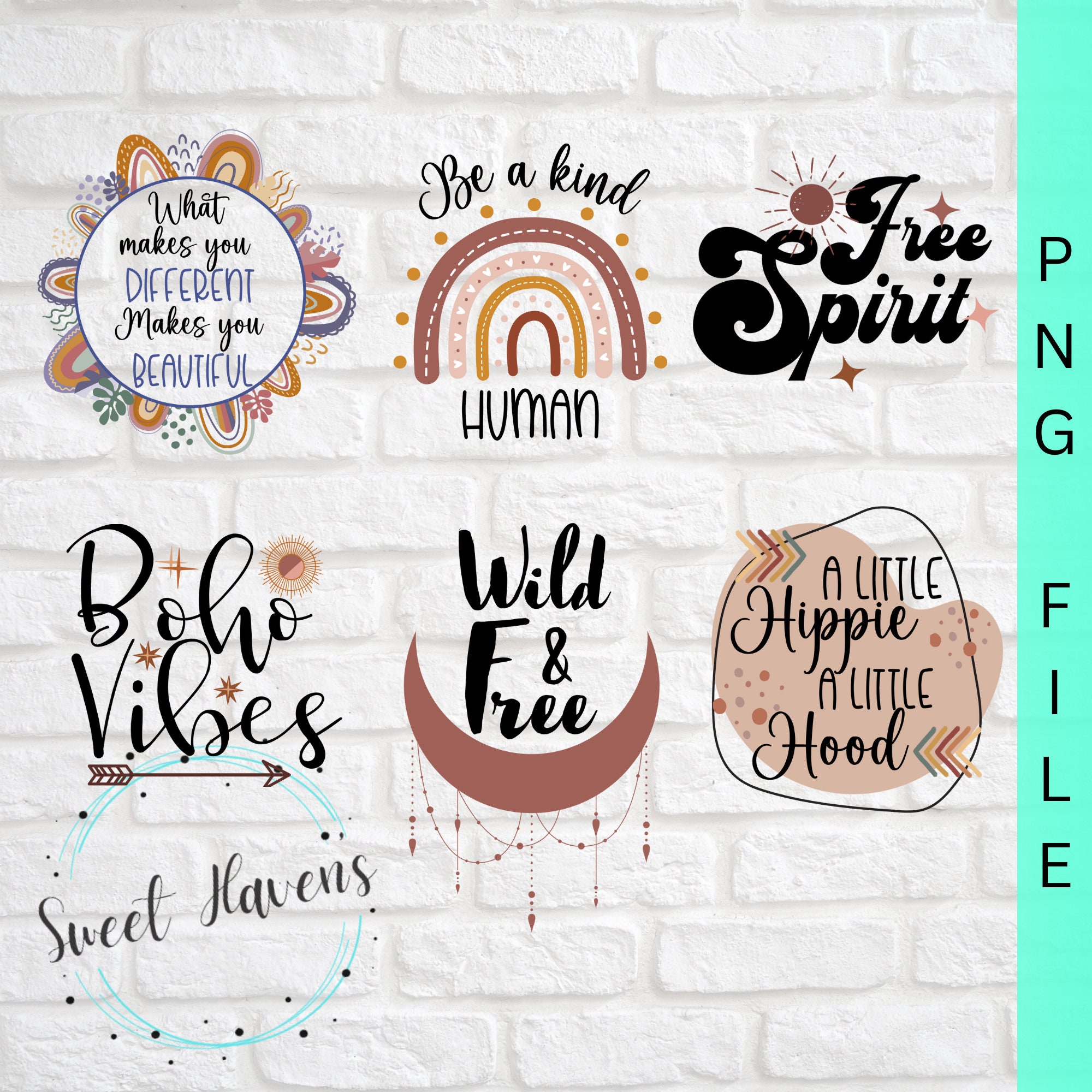 Boho Bundle PNG Instant Downloads Boho Inspirational PNG - Etsy
